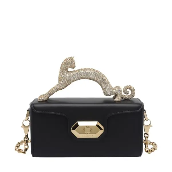 LANVIN Calf Leather Nano Pencil Cat Handbag - Black