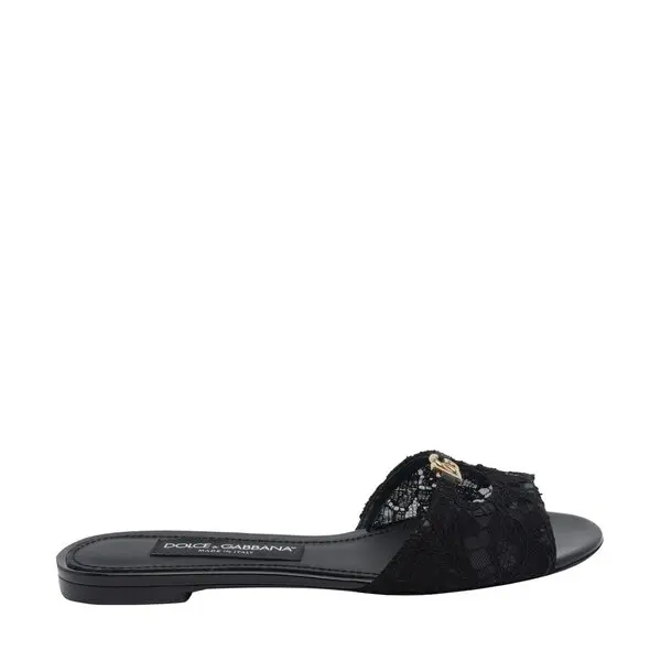 Dolce & Gabbana Lace Flat Sandals - Black