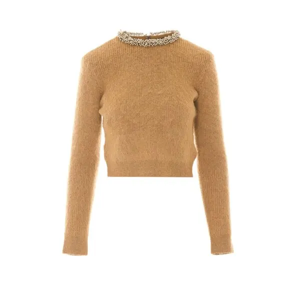 SELF-PORTRAIT Trim Knit Sweater - Brown