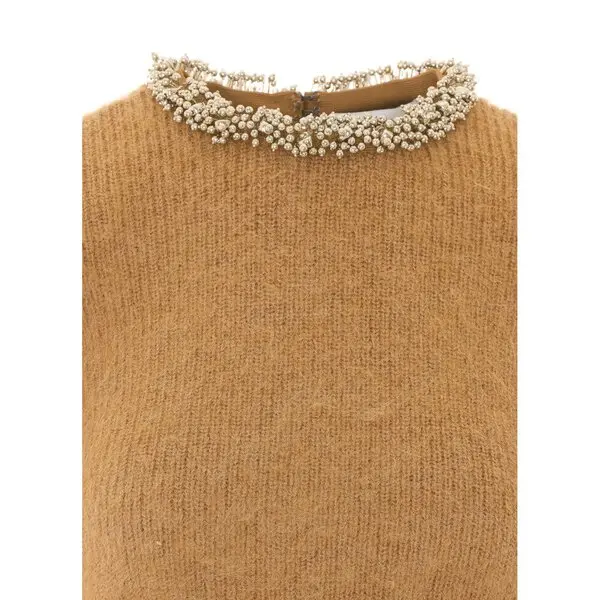 SELF-PORTRAIT Trim Knit Sweater - Brown