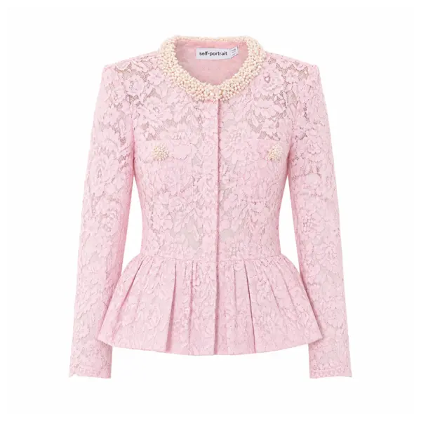 SELF-PORTRAIT Lace Long Sleeves Top - Pink