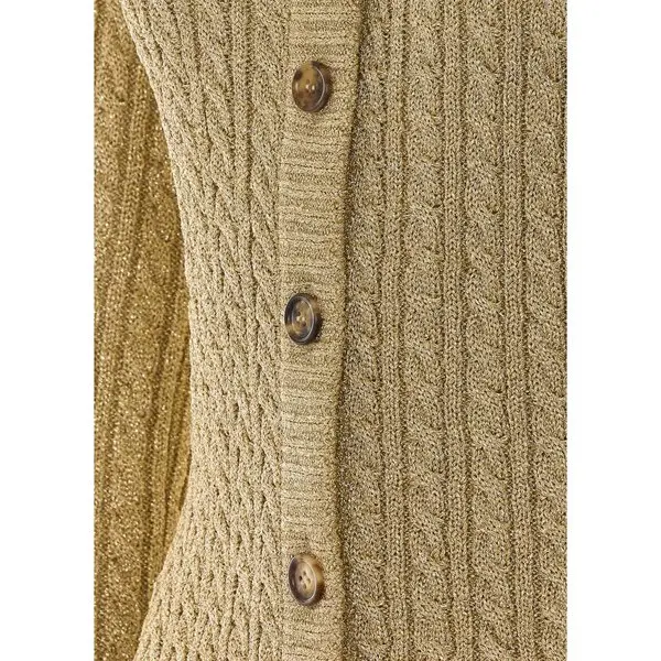 Saint Laurent Cable-knit In Lurex And Shearling Cardigan