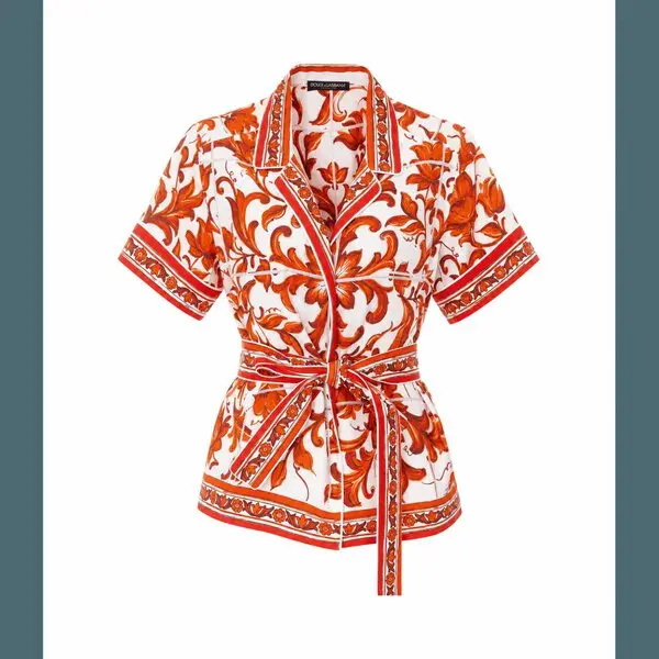 Dolce & Gabbana Maiolica Silk Shirt - Orange