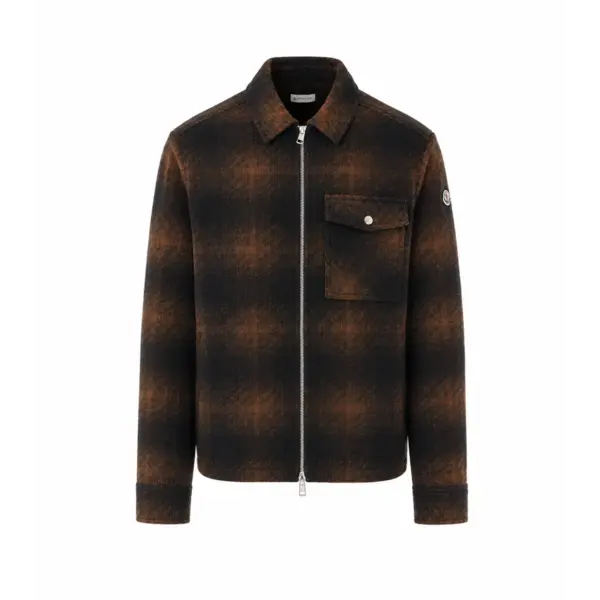 Moncler Checked Jersey Zip Jacket - Brown