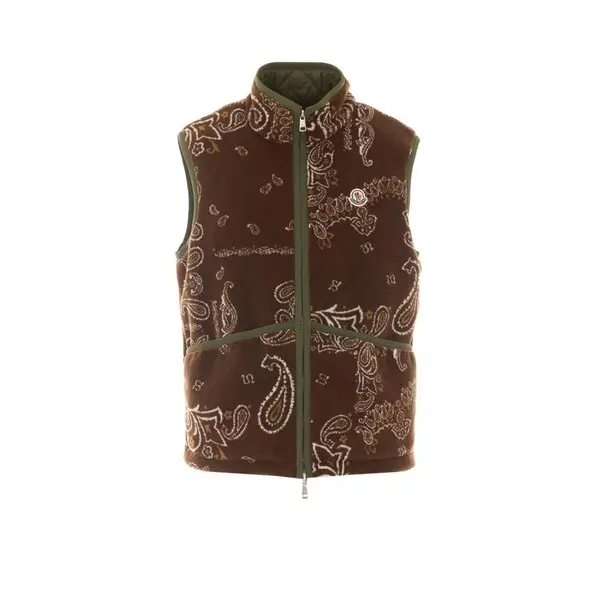 Moncler Reversible Paisley Print Teddy Fleece Padded Vest