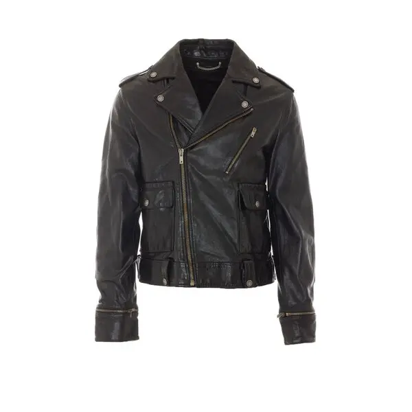 GOLDEN GOOSE Leather Biker Jacket - Black