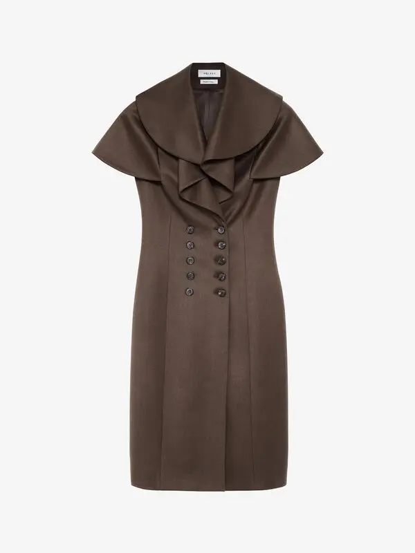 Alexander McQueen Waterfall Collar Double-breasted Dress