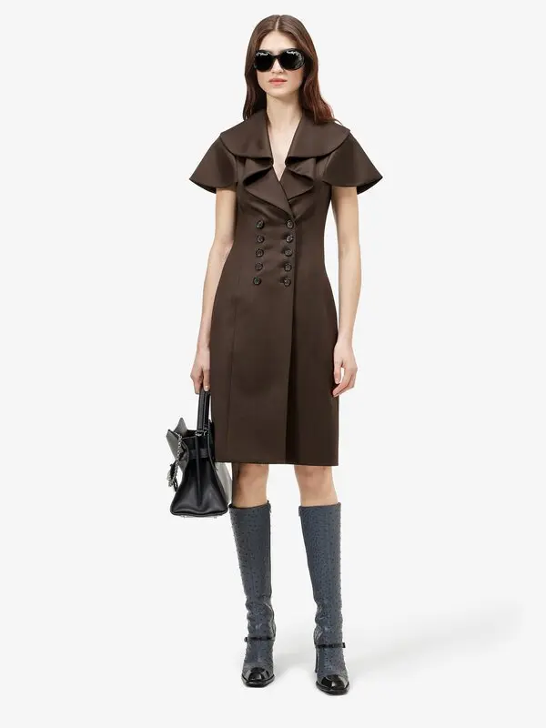 Alexander McQueen Waterfall Collar Double-breasted Dress