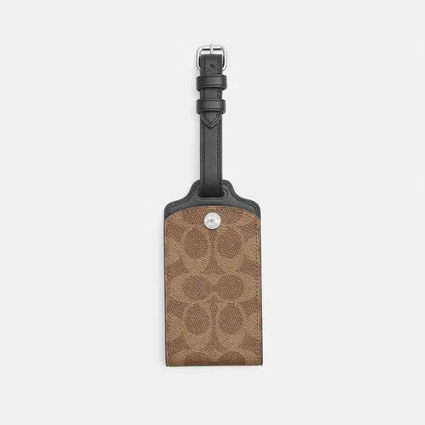 COACH OUTLET Luggage Tag In Signature Canvas - Silver/tan/black