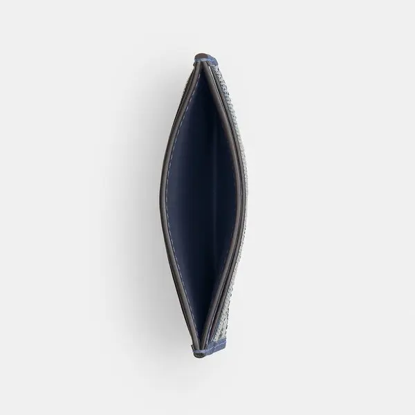 COACH Essential Card Case In Regenerative Cotton Denim With Crystal Signature
