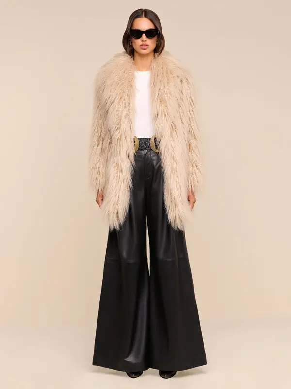L'Agence Chelsy Leather Wide-leg Pants