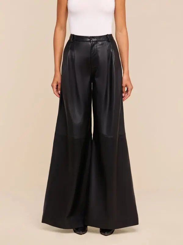 L'Agence Chelsy Leather Wide-leg Pants