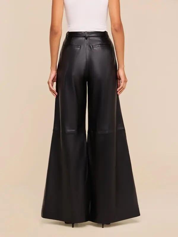 L'Agence Chelsy Leather Wide-leg Pants