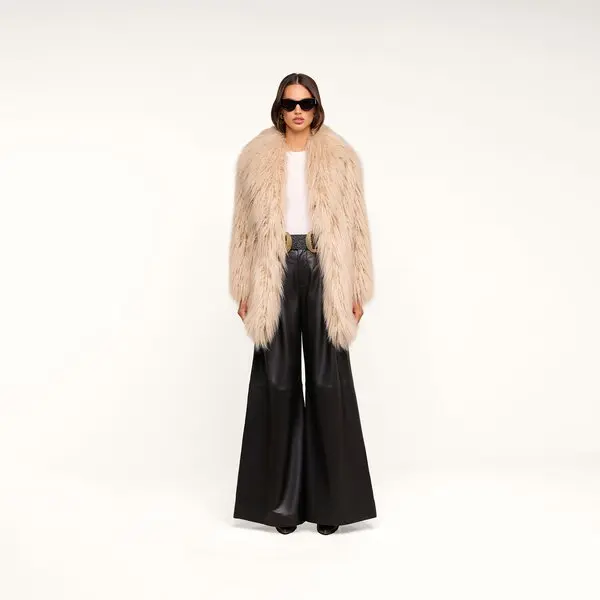 L'Agence Chelsy Leather Wide-leg Pants