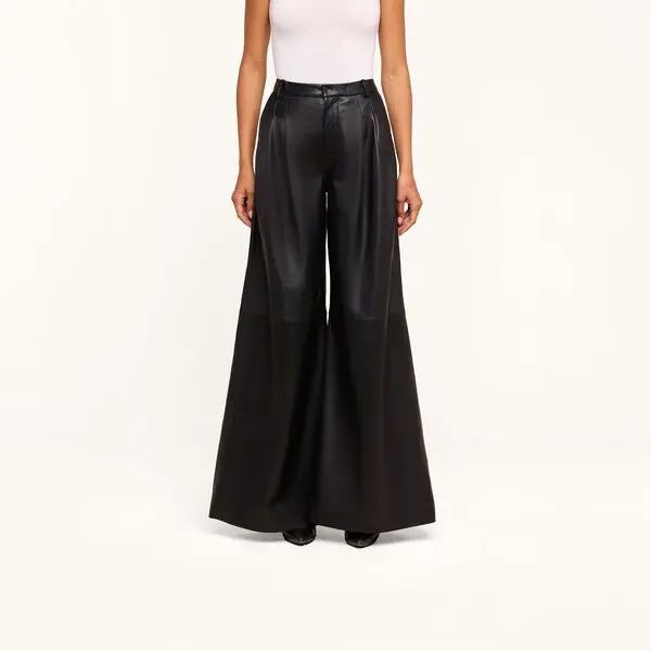 L'Agence Chelsy Leather Wide-leg Pants