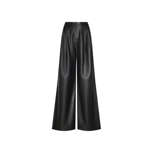 L'Agence Chelsy Leather Wide-leg Pants