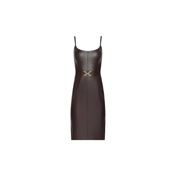 L'Agence Halia Vegan Leather Dress - Coffee Bean