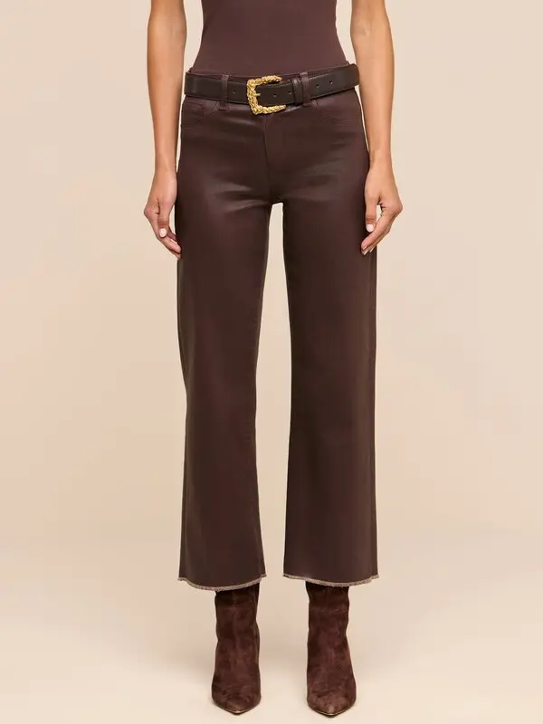 L'Agence Wanda Coated Cropped Wide-leg Jean
