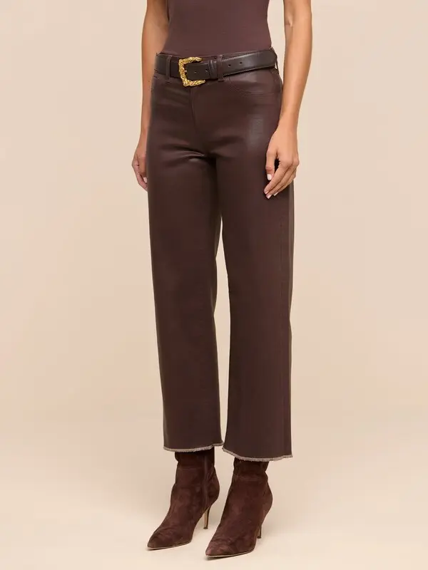 L'Agence Wanda Coated Cropped Wide-leg Jean