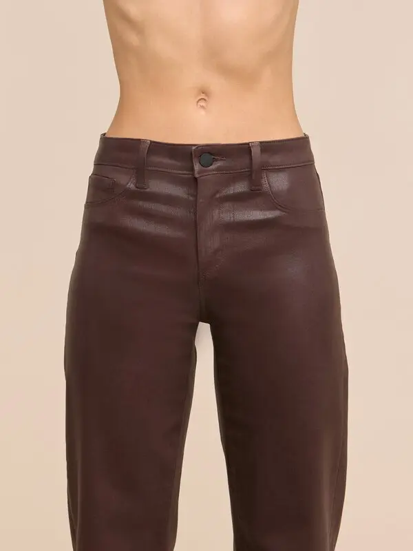 L'Agence Wanda Coated Cropped Wide-leg Jean