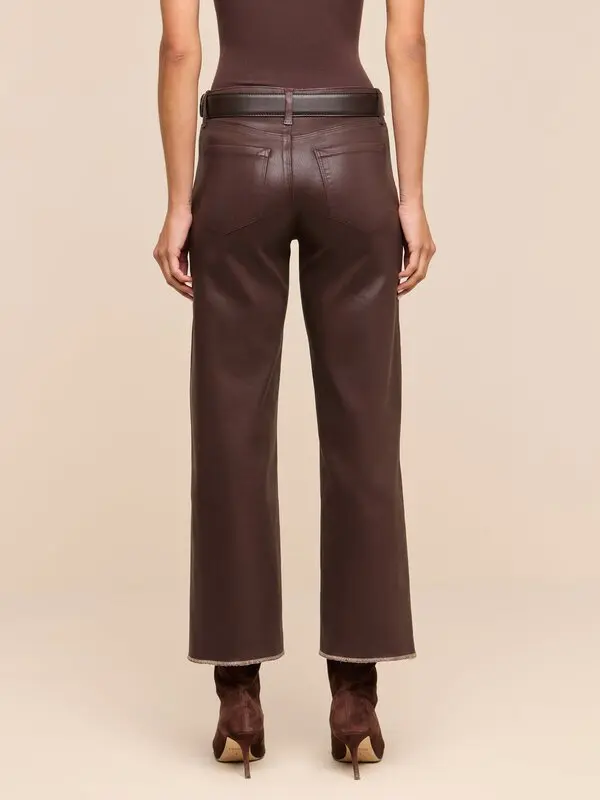 L'Agence Wanda Coated Cropped Wide-leg Jean