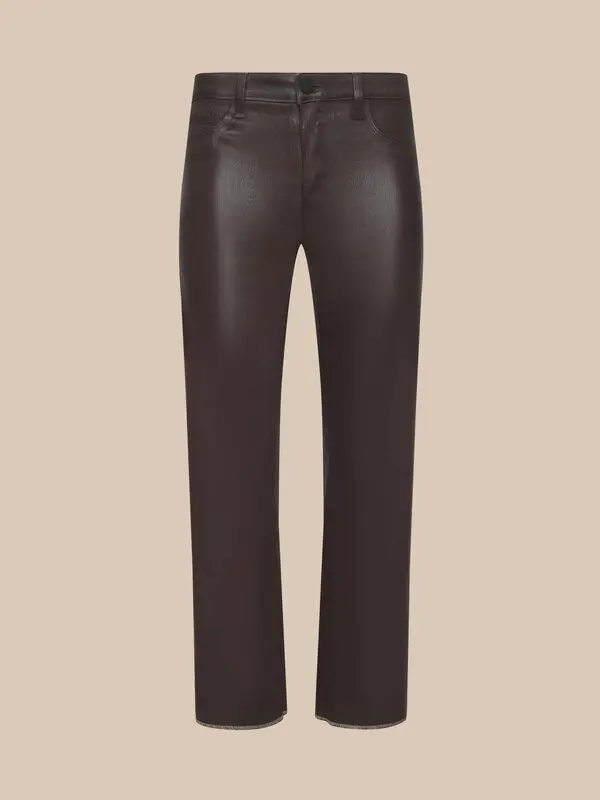 L'Agence Wanda Coated Cropped Wide-leg Jean