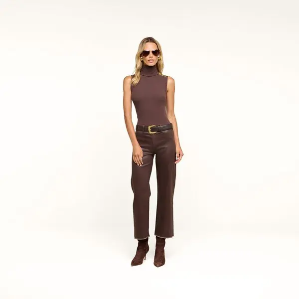 L'Agence Wanda Coated Cropped Wide-leg Jean - Dark Java Coated