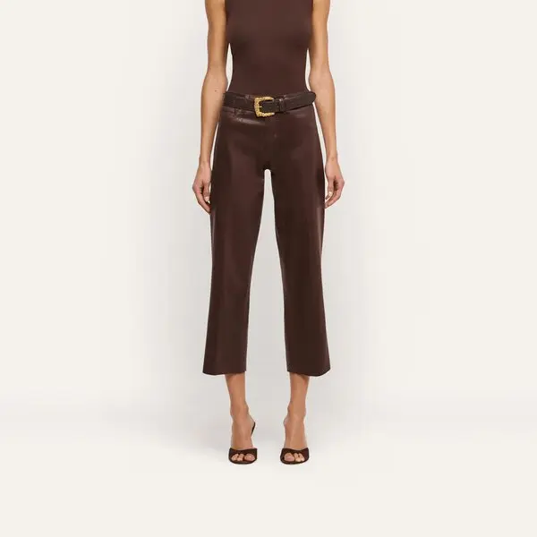 L'Agence Wanda Coated Cropped Wide-leg Jean - Dark Java Coated