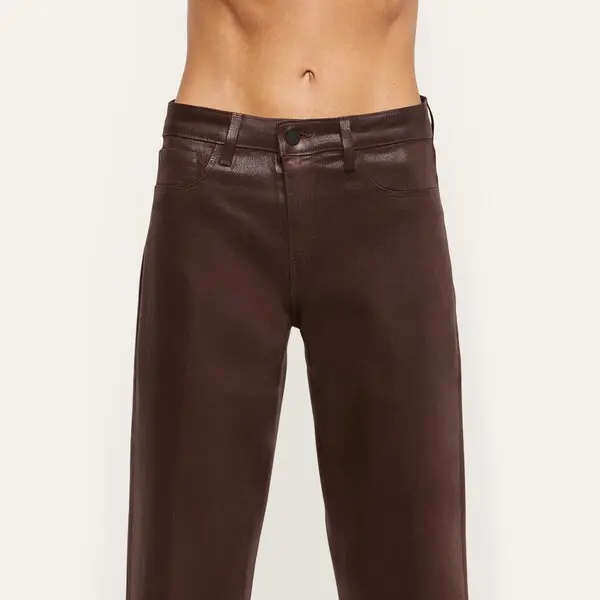 L'Agence Wanda Coated Cropped Wide-leg Jean