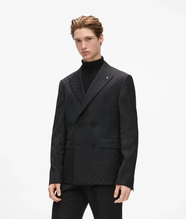 Karl Lagerfeld Checked Double-breasted Blazer - Black