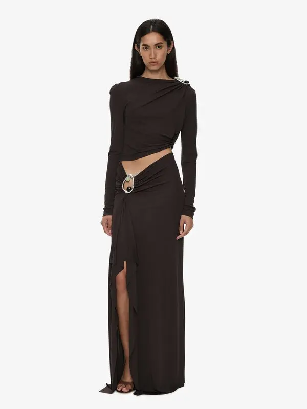 Christopher Esber Orica Crystal Ruched Long Sleeve Top