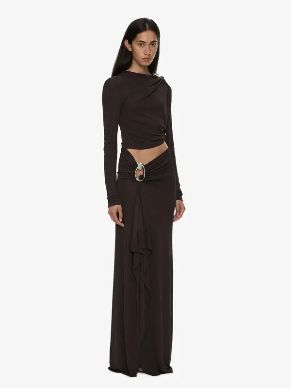 Christopher Esber Orica Crystal Ruched Long Sleeve Top