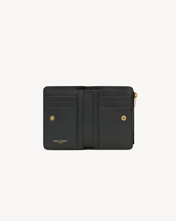 Saint Laurent Niki Bi-fold Wallet In Vintage Leather