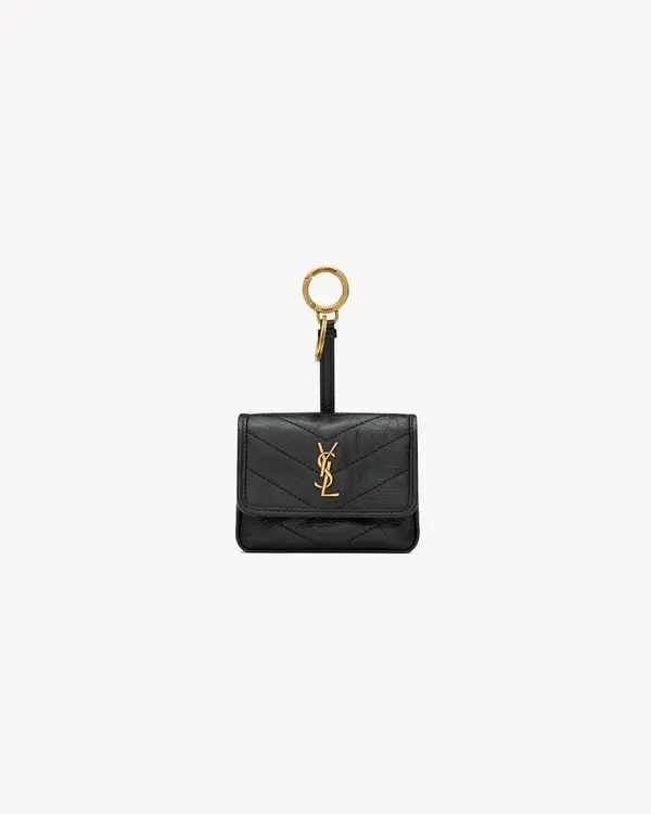 Saint Laurent Niki Charm Pouch In Vintage Leather - Black
