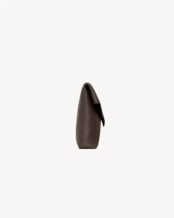 Saint Laurent Cassandre Large Envelope Pouch In Lambskin In Brown - Santal