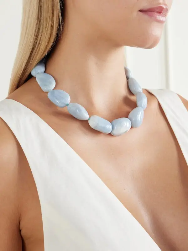LIZZIE FORTUNATO Sea And Sky Gold-plated Amazonite And Opal Necklace - Blue