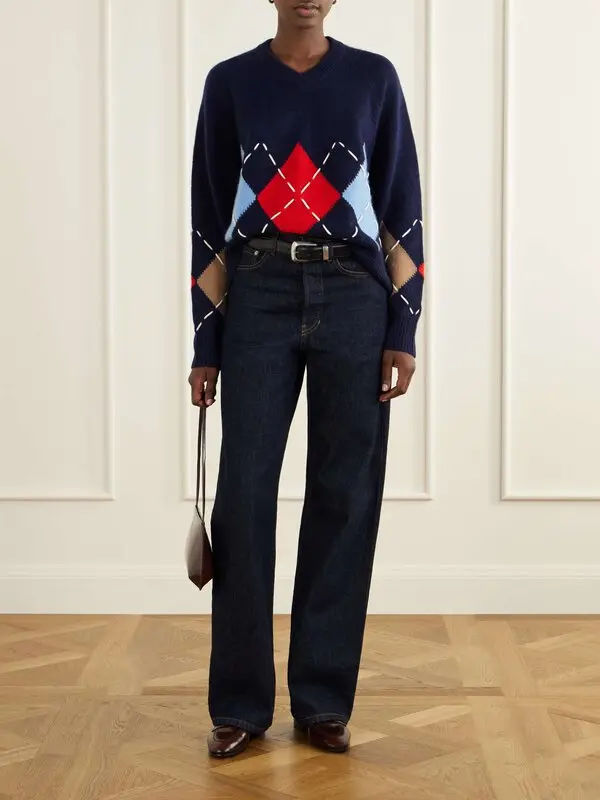 Arch4 Sloane Embroidered Argyle Cashmere Sweater