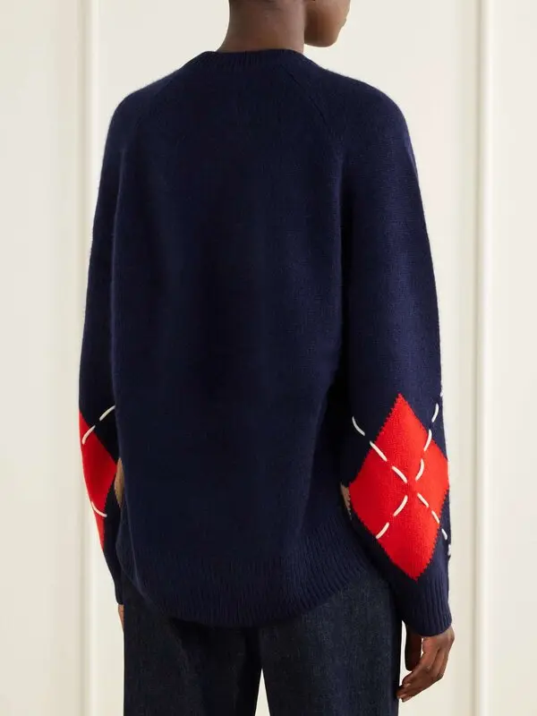 Arch4 Sloane Embroidered Argyle Cashmere Sweater