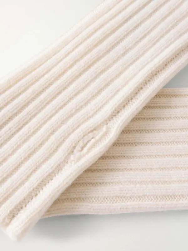 YVES SALOMON Ribbed Cashmere Fingerless Mittens