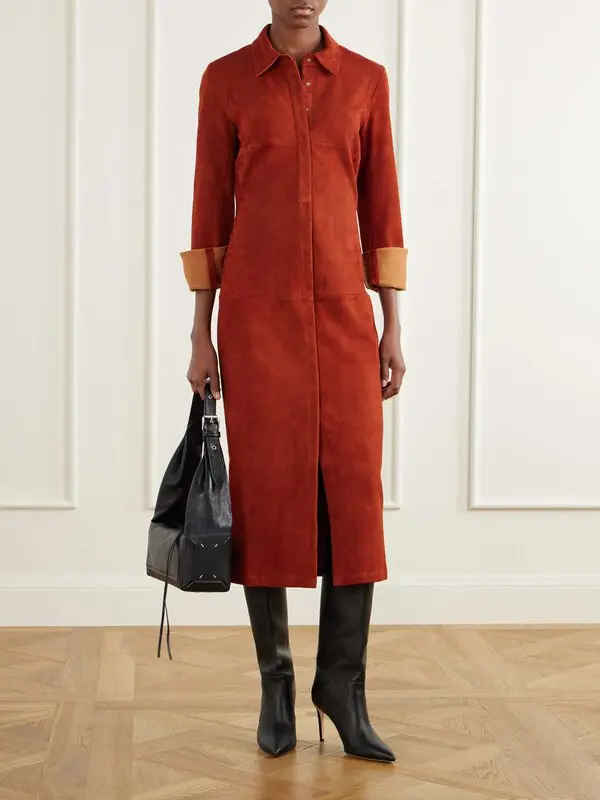 Stouls Becky Suede Midi Dress - Orange