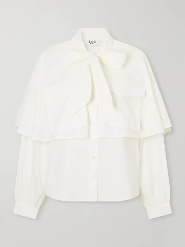Sea Tristan Cotton-poplin Blouse - Neutrals