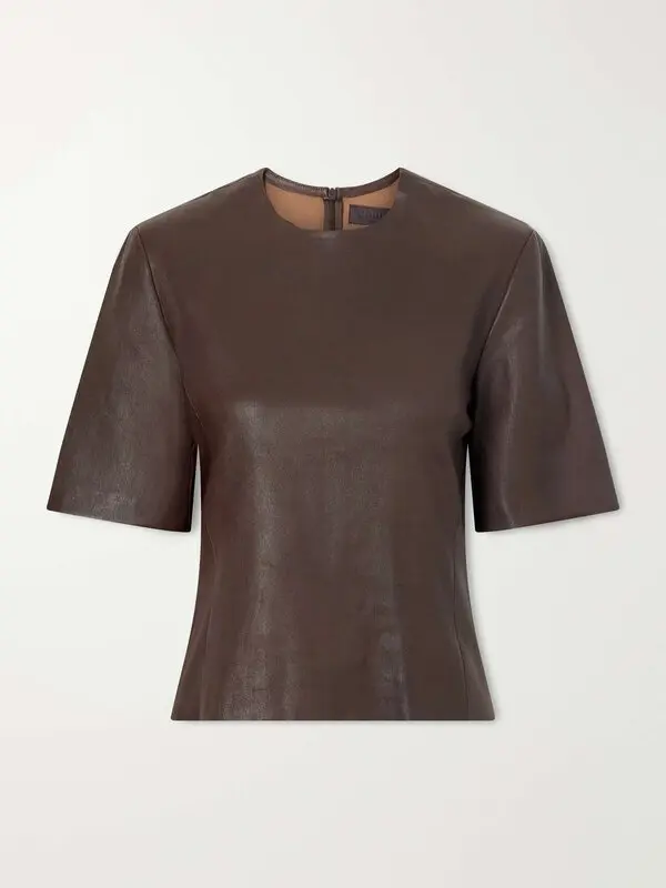 Stouls Valadon Leather T-shirt - Chocolate