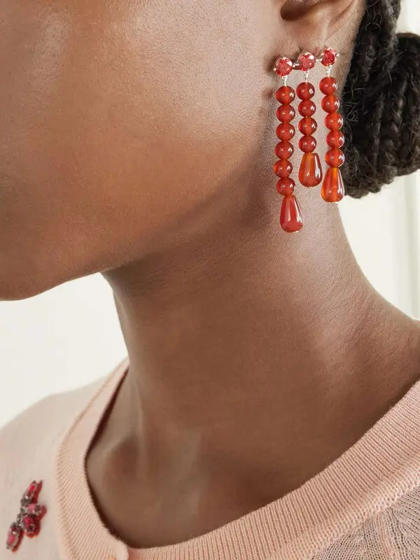 Completedworks Weeping Willow Beaded Silver-plated Agate And Zirconia Earrings