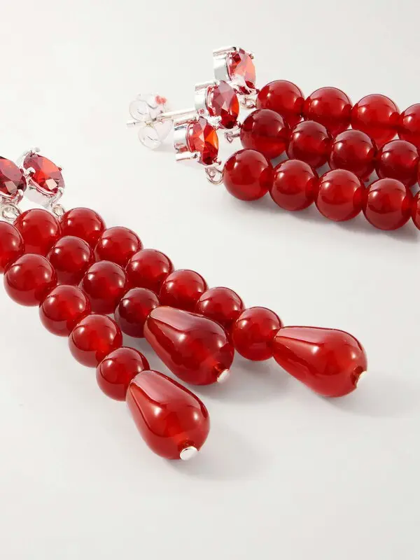 Completedworks Weeping Willow Beaded Silver-plated Agate And Zirconia Earrings