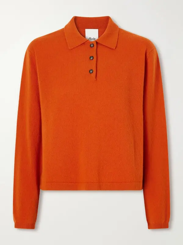 ALLUDE Cashmere Polo Sweater - Orange