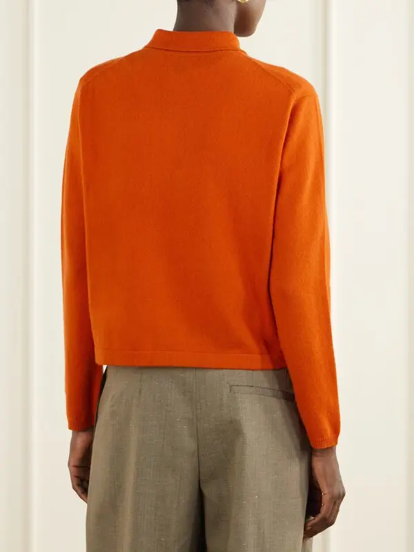 ALLUDE Cashmere Polo Sweater - Orange