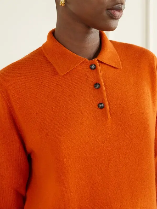 ALLUDE Cashmere Polo Sweater - Orange