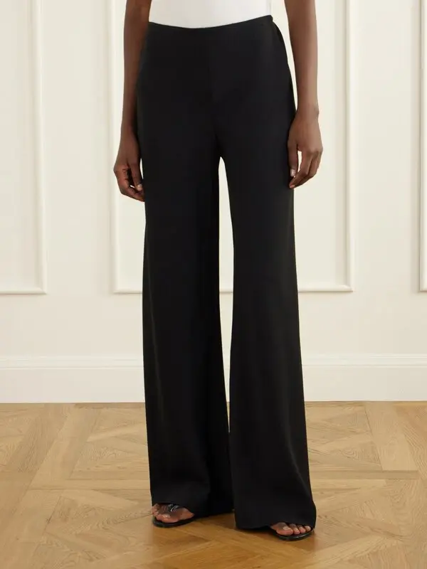 Staud Stroll Crepe Wide-leg Pants - Black