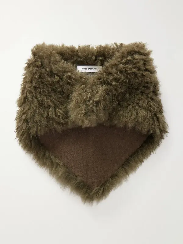 YVES SALOMON Shearling And Wool Scarf - Green