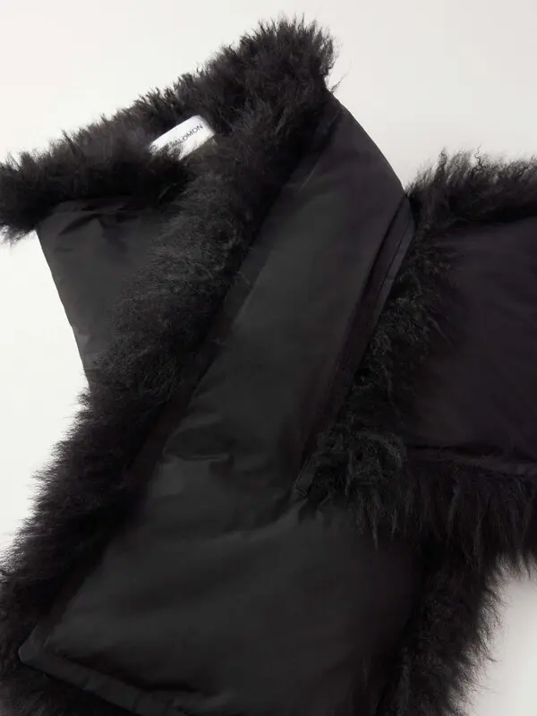 YVES SALOMON Leather And Shearling Scarf